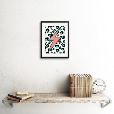 Wall Art Print Leopard Coral And Green Strong Reverse Art Black Framed ...