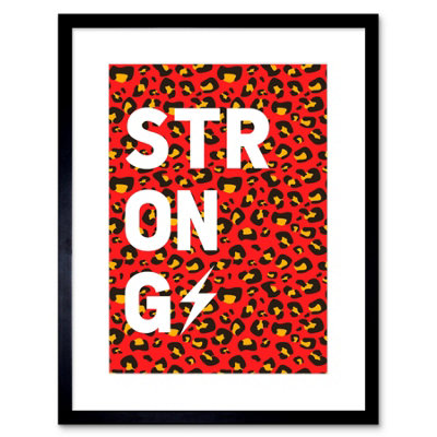 Wall Art Print Leopard Words Strong Framed 9X7 Inch