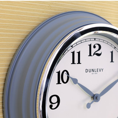 Wall Clock Grey Analogue Quartz Modern Style Basic Thick Numbers ...