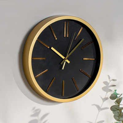 Wall Clock Round Home Decor Metallic Bedroom Round Living Room Kitchen ...