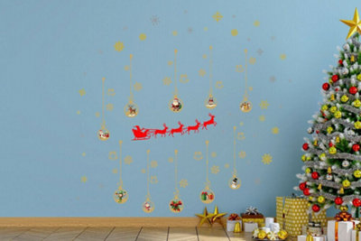 Wall Decal Kit, Glorious Gold Santa's Sleigh Wall Decal Room Home ...