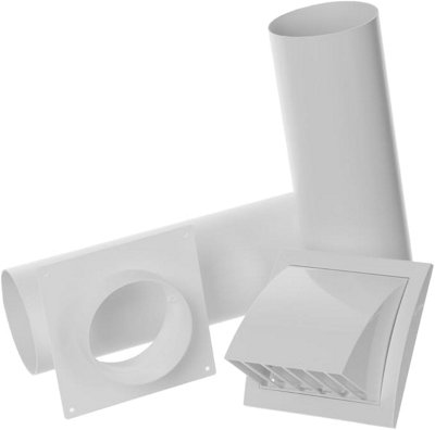Wall Fixing Ventilation Duct Kit 125mm / 5" with Cowl and Duct Pipe