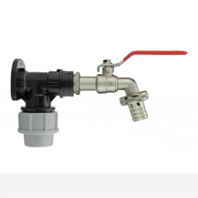 Wall Flange and Garden Lever Tap Kit 25mm Nickel Plated Tap w/ 3/4in ...