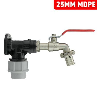 Wall Flange and Garden Lever Tap Kit 25mm Nickel Plated Tap w/ 3/4in ...