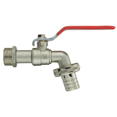 Wall Flange and Garden Lever Tap Kit 25mm Nickel Plated Tap w/ 3/4in ...