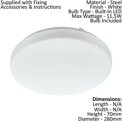 Wall Flush Ceiling Light Colour White Shade White Plastic Bulb LED 11 ...