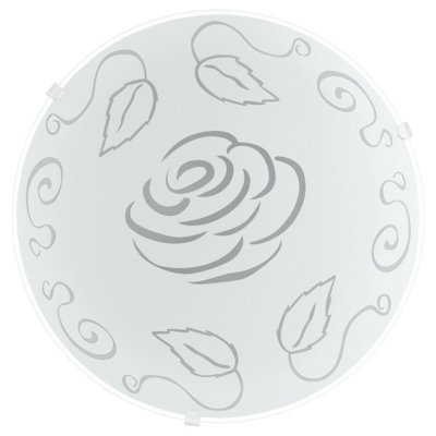 Wall Flush Ceiling Light White Shade Rose Design Satin Glass Bulb E27 ...