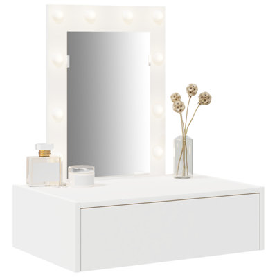 Wall Hanging Dressing Table with LED Lights - White
