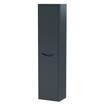 Wall Hung 2 Soft Close Door Tall Unit, 400mm - Dark Grey