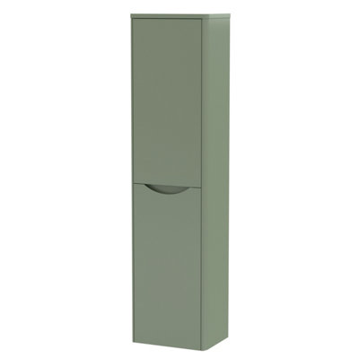 Wall Hung 2 Soft Close Door Tall Unit, 400mm - Satin Green