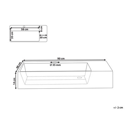 Wall Hung Basin CUSCO Black 900 x 480 mm Mineral Cast