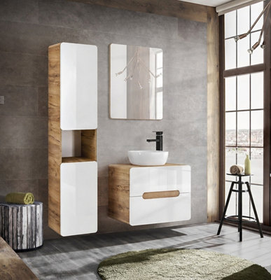 Wall Hung Bathroom Cabinets Furniture Set Tall Unit 600mm Vanity ...