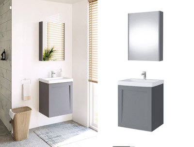 Wall Hung Bathroom Cabinets Set 500mm Vanity Unit with Sink Basin ...