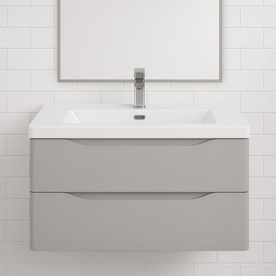 Wall Hung Bathroom Vanity Unit With Resin Basin Matt Bali Grey Finish 2 ...