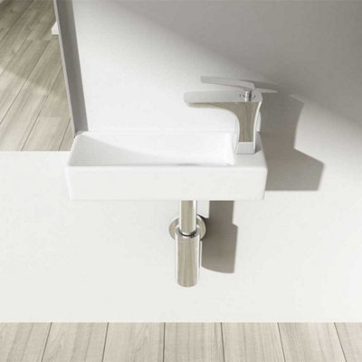 Wall Hung Mount Mini Ceramic Rectangular Cloakroom Washing Basin ...