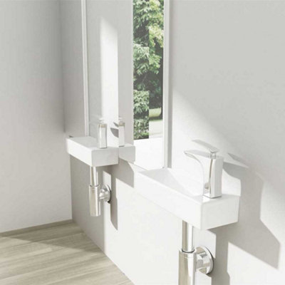 Wall Hung Mount Mini Ceramic Rectangular Cloakroom Washing Basin ...