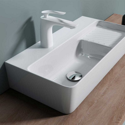 Wall Hung or Counter Top Ceramic Basin - Single Faucet Hole With ...
