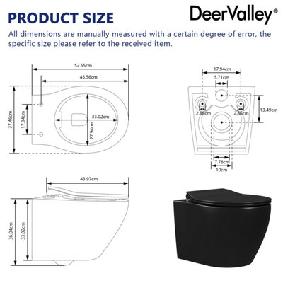 Wall Hung Toilet Without Cistern, DeerValley 1.6 GPF/1.1 GPF Double ...