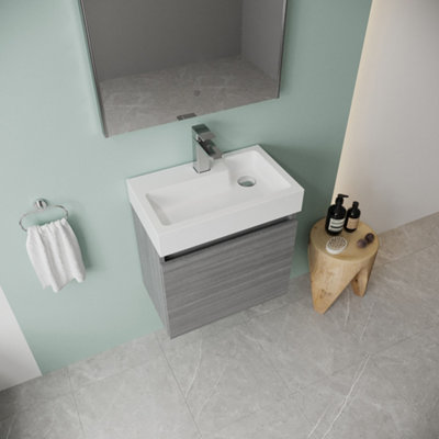 Wall Hung Vanity Basin Unit & Slimline Polymarble Basin - 500mm ...