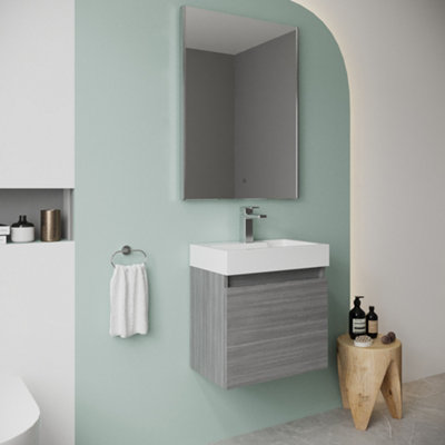 Wall Hung Vanity Basin Unit & Slimline Polymarble Basin - 500mm ...