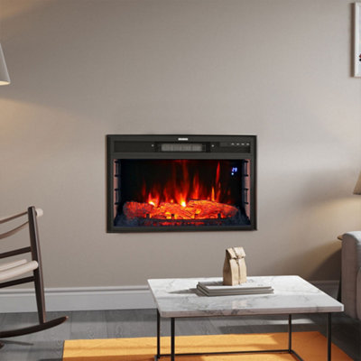 Wall Inset Electric Fire Fireplace 7 Flame Colors with Remote Control ...