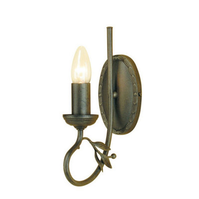 Wall Light Handmade & Hand Finished Metal Branch & Leaves Black Gold ...