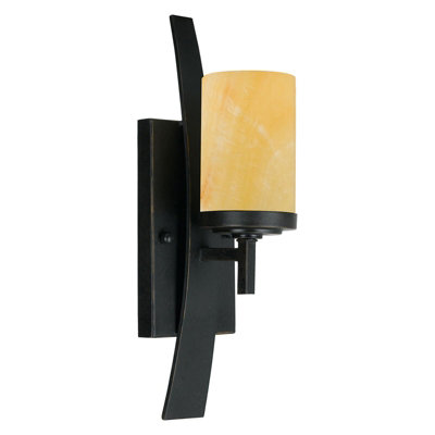 Wall Light Wrought Iron Butterscotch Onyx Shade Imperial Bronze LED E27 ...