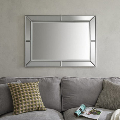 Wall Mirror Venetian Rectangle Shape with Silver Frame- H 110cm X W ...