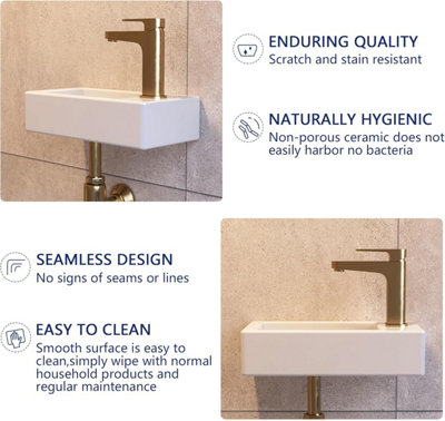 Wall Mount Bathroom Sink, DeerValley Mini Rectangle Bathroom Basin ...