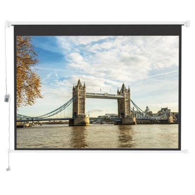WALL MOUNT MOTORIZED ELECTRIC PROJECTOR SCREEN FOR HOME THEATER MOVIE ...