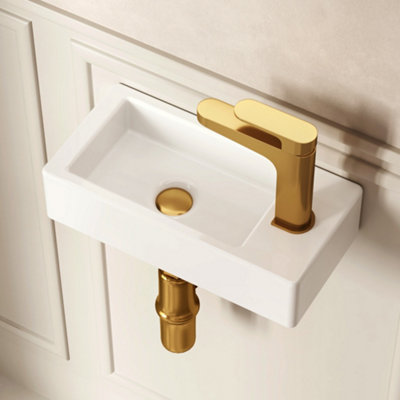 Wall Mounted Bathroom Sink, DeerValley Small Rectangle Ceramic ...