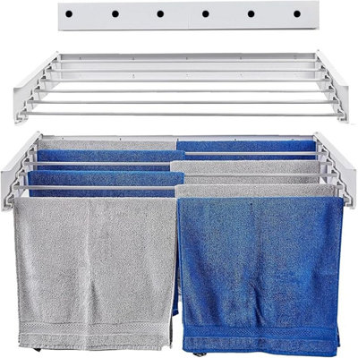 Wall Mounted Clothes Airer Indoor Outdoor Wall-Mounted Retractable ...