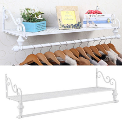 Wall Mounted Clothes Rail Garment Clothing Hanging Rack with Display ...