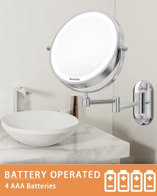 Wall Mounted Cosmetic Mirror, 3Color LED Lighted Shaving Mirror, Double ...