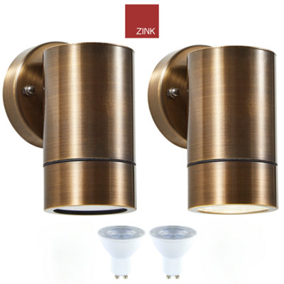 Wall Mounted Downlights with LED GU10 Bulbs Included: Solid Brass ...