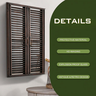 Wall Mounted Gold Metal Framed Decorative Framed Mirror with Window W ...