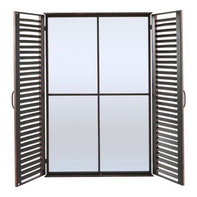 Wall Mounted Gold Metal Framed Decorative Framed Mirror with Window W ...