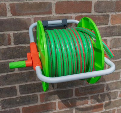 Wall Mounted Hose Reel Bracket - Durable Plastic, Includes Installation Kit