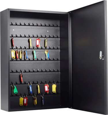 Wall Mounted Key Cabinet Black Storage Up to 98 Keys Key Lock