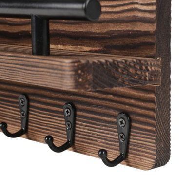 Wall Mounted Key Holder for Wall Decorative with 5 Key Hooks and Shelf ...