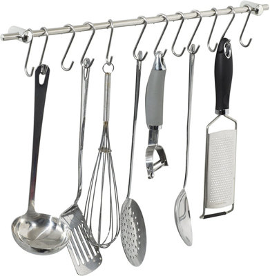 Wall Mounted Kitchen Utensil Storage Rail - Utensil Hanging Rack with ...