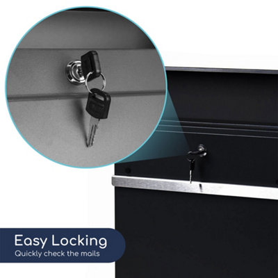 Wall Mounted Letter Box Steel Lockable Mail Post Weather Resistant ...