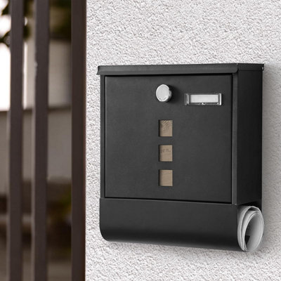 Wall Mounted Lockable Mailbox - Black