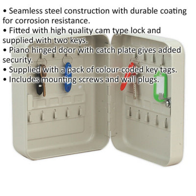 Wall Mounted Locking Mini Key Cabinet Safe - 20 Key Capacity - 160 x ...