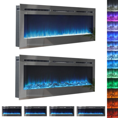 Wall Mounted or Inset LED Electric Fire Fireplace 12 Flame Colors ...