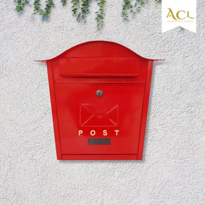 Wall Mounted Post Box Classic Design Large Letterbox Lockable 2 Keys ...