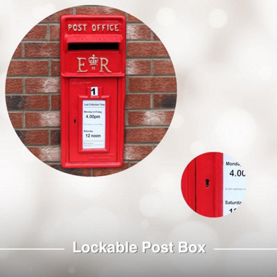Wall Mounted Post Box Classic ER Large Letter Box Lockable With 2 Keys ...