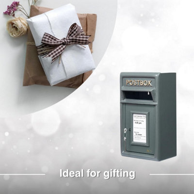 Wall Mounted Post Box Classic Grey Large Letter Box Lockable With 2 ...