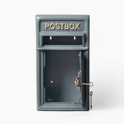 Wall Mounted Post Box Classic Grey Large Letter Box Lockable With 2 ...