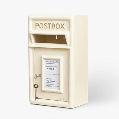 Wall Mounted Post Box Classic Ivory Large Letter Box Lockable With 2 ...
